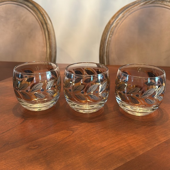 Dining | Mcm Federal Roly Poly Barware Laurel Leaf Glasses | Poshmark